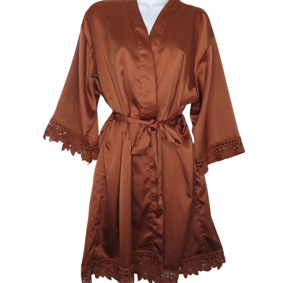 Unbranded | Intimates & Sleepwear | Vintage Short Copper Brown Kimono ...
